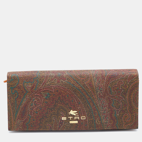 Etro | Bags | Etro Brown Paisley Print Coated Canvas Continental Wallet ...